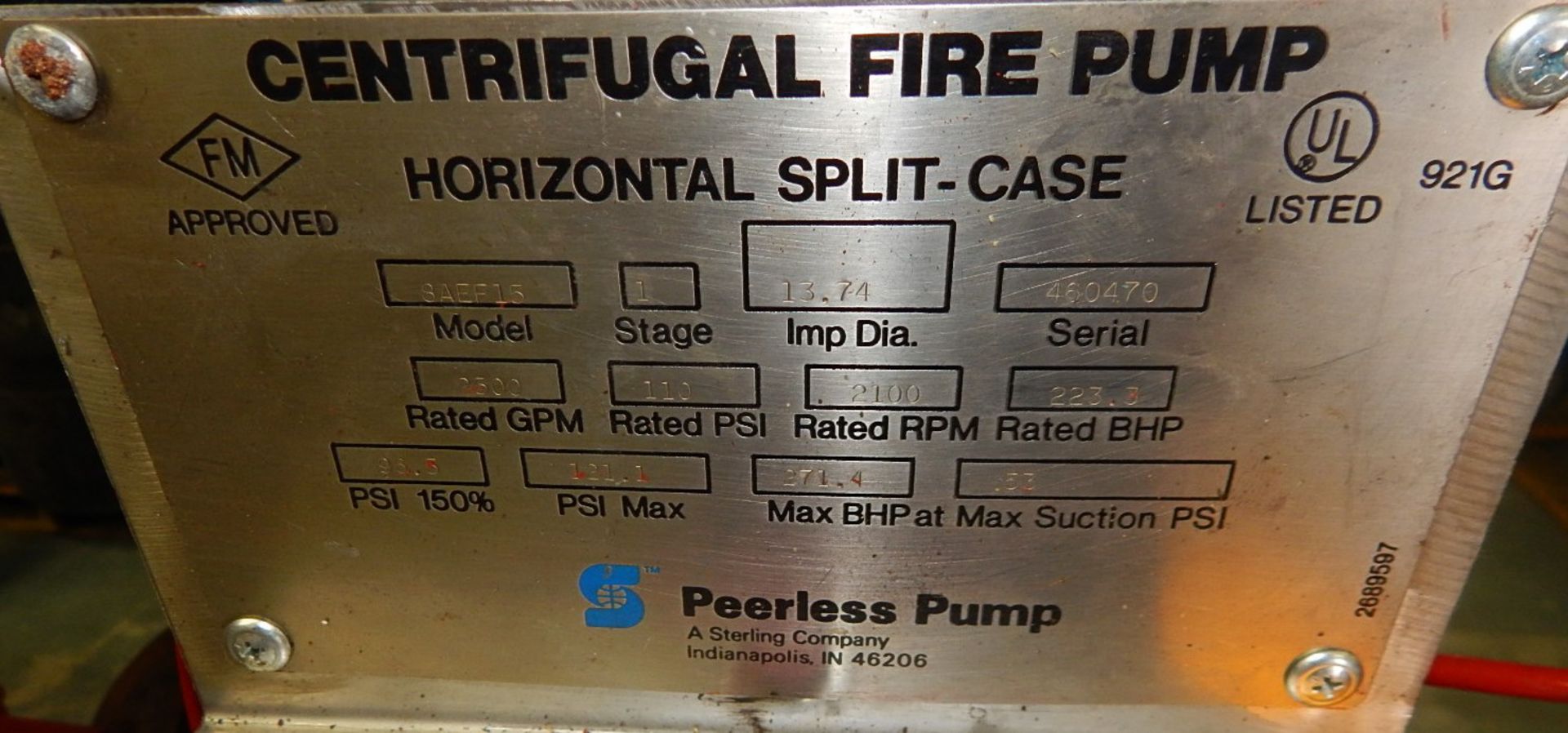 PEERLESS PUMP BAEE15 SKID-MOUNTED CENTRIFUGAL FIRE PUMP WITH 2500 GPM ...