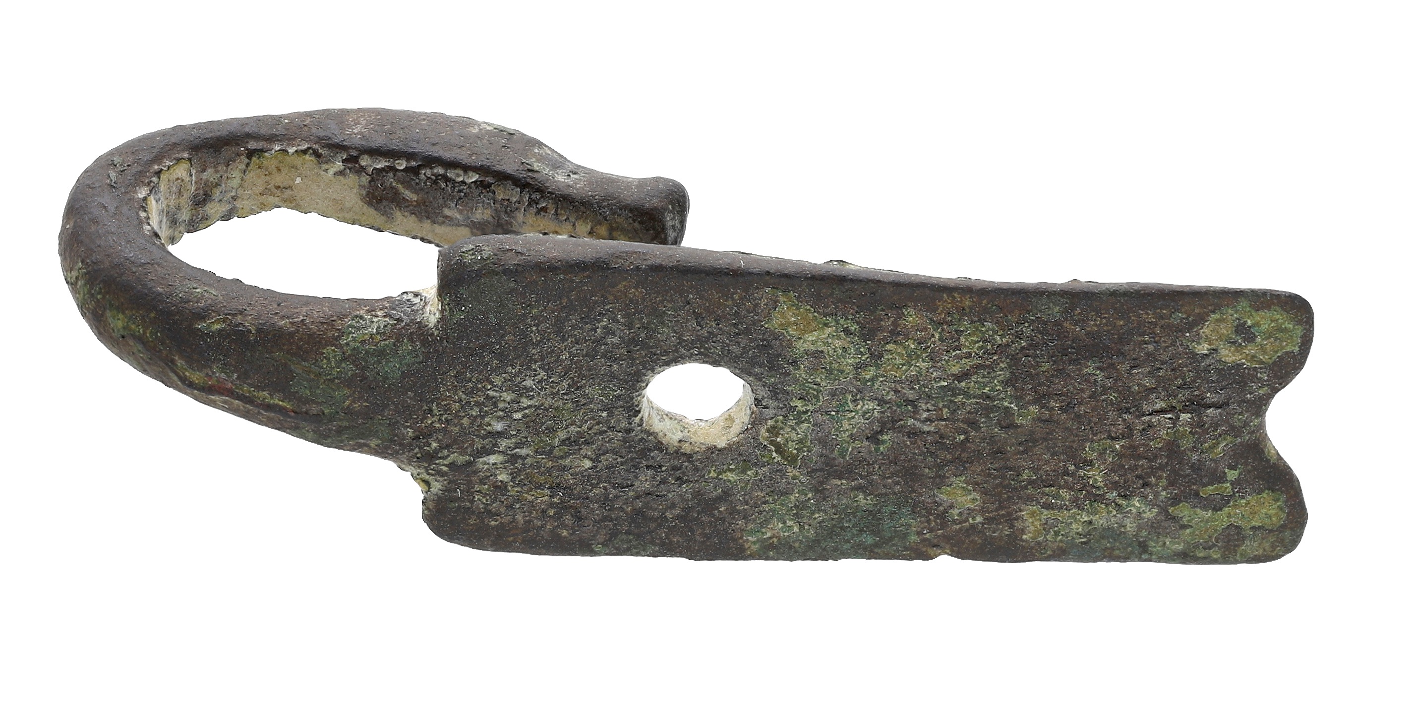 Anglo-Saxon, a gilt bronze Mount or Strap End, 9th cent. AD, 41mm long ...