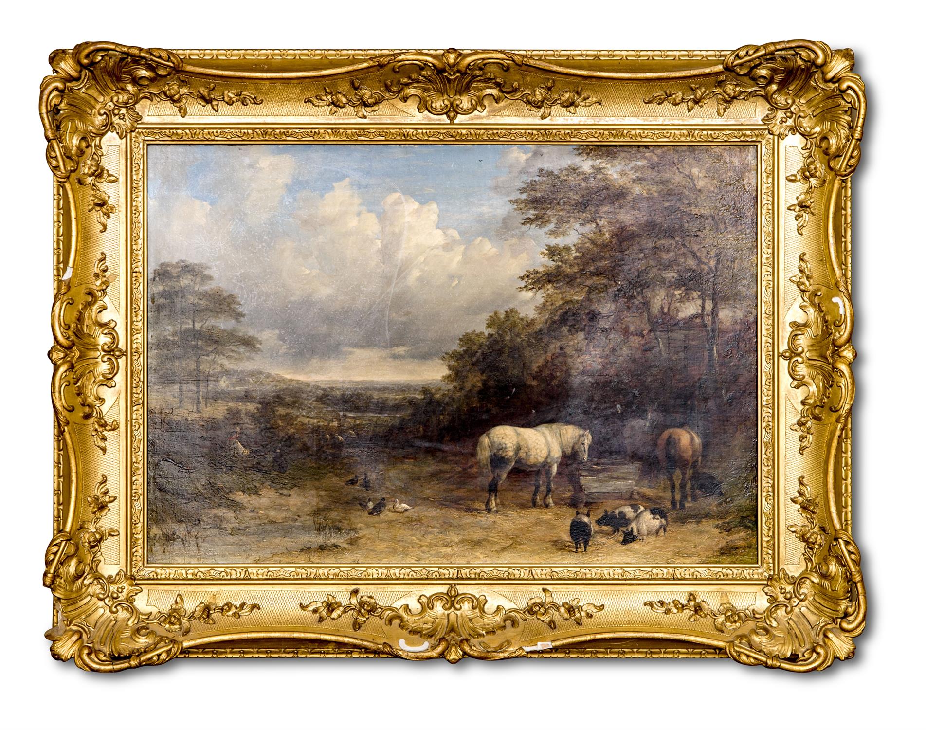 JOHN DEARMAN (BRITISH ACTIVE 1824-1857)HORSES WITH PIGS, DUCKS AND A ...