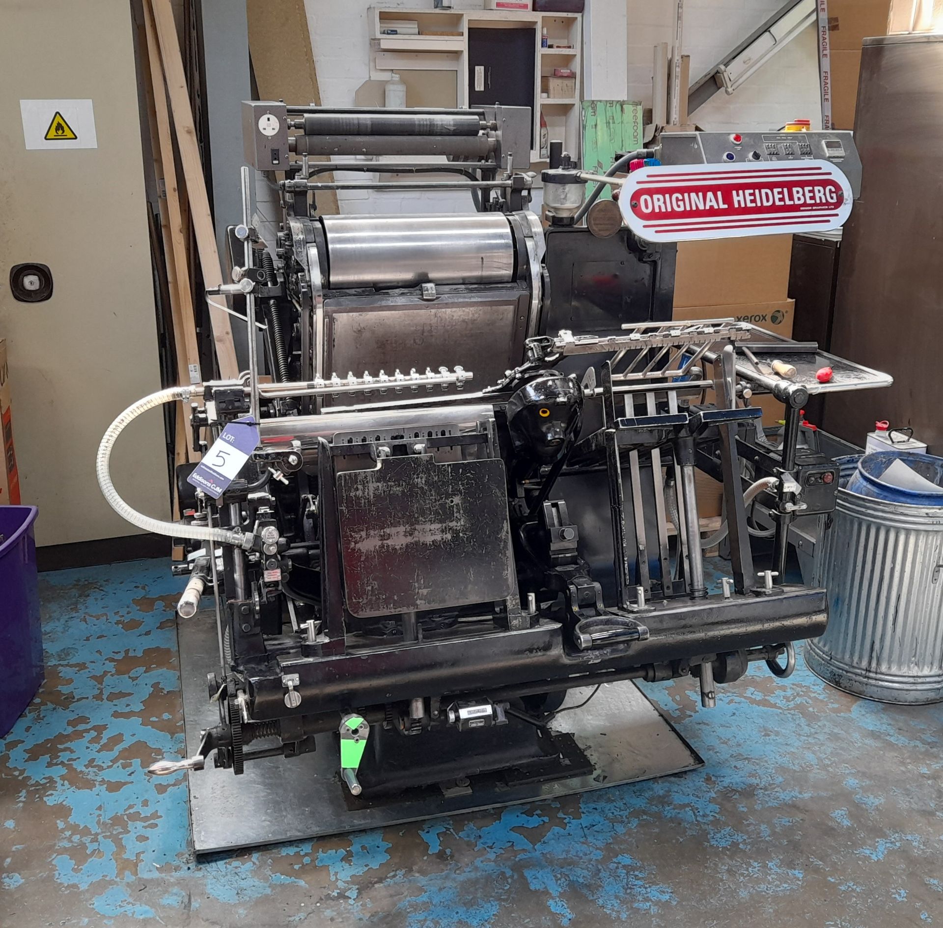 Original Heidelberg Platen Press, 13 x 18”, Serial Number: GT 62949E ...