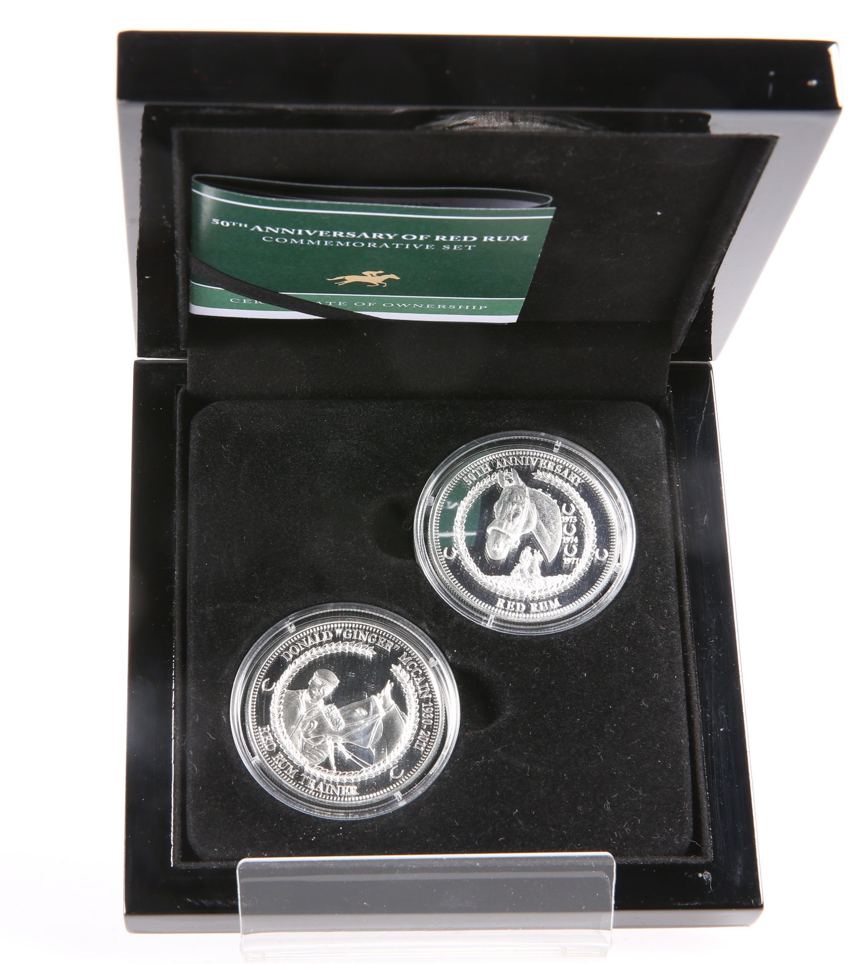 A BRADFORD EXCHANGE 50TH ANNIVERSARY OF RED RUM COMMEMORATIVE SILVER ...
