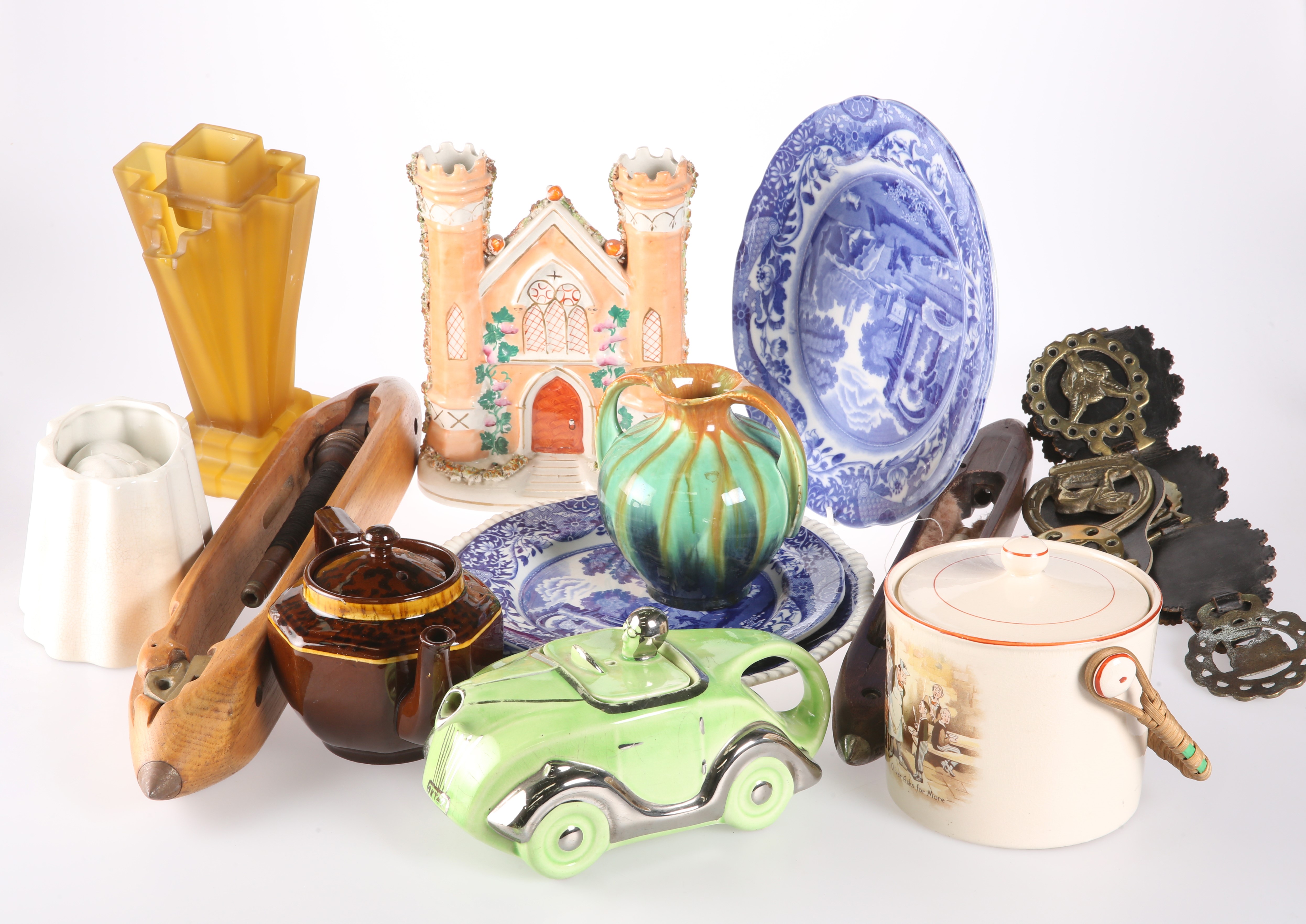 A QUANTITY OF CERAMICS AND OTHER ITEMS, including a Blue John Pottery ...