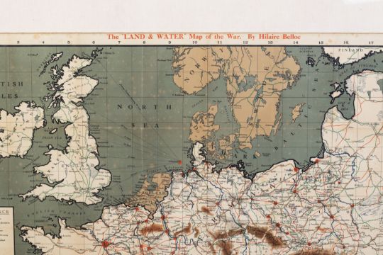 THE LAND & WATER MAP OF THE WAR (1915) Portraying the armed forces on ...