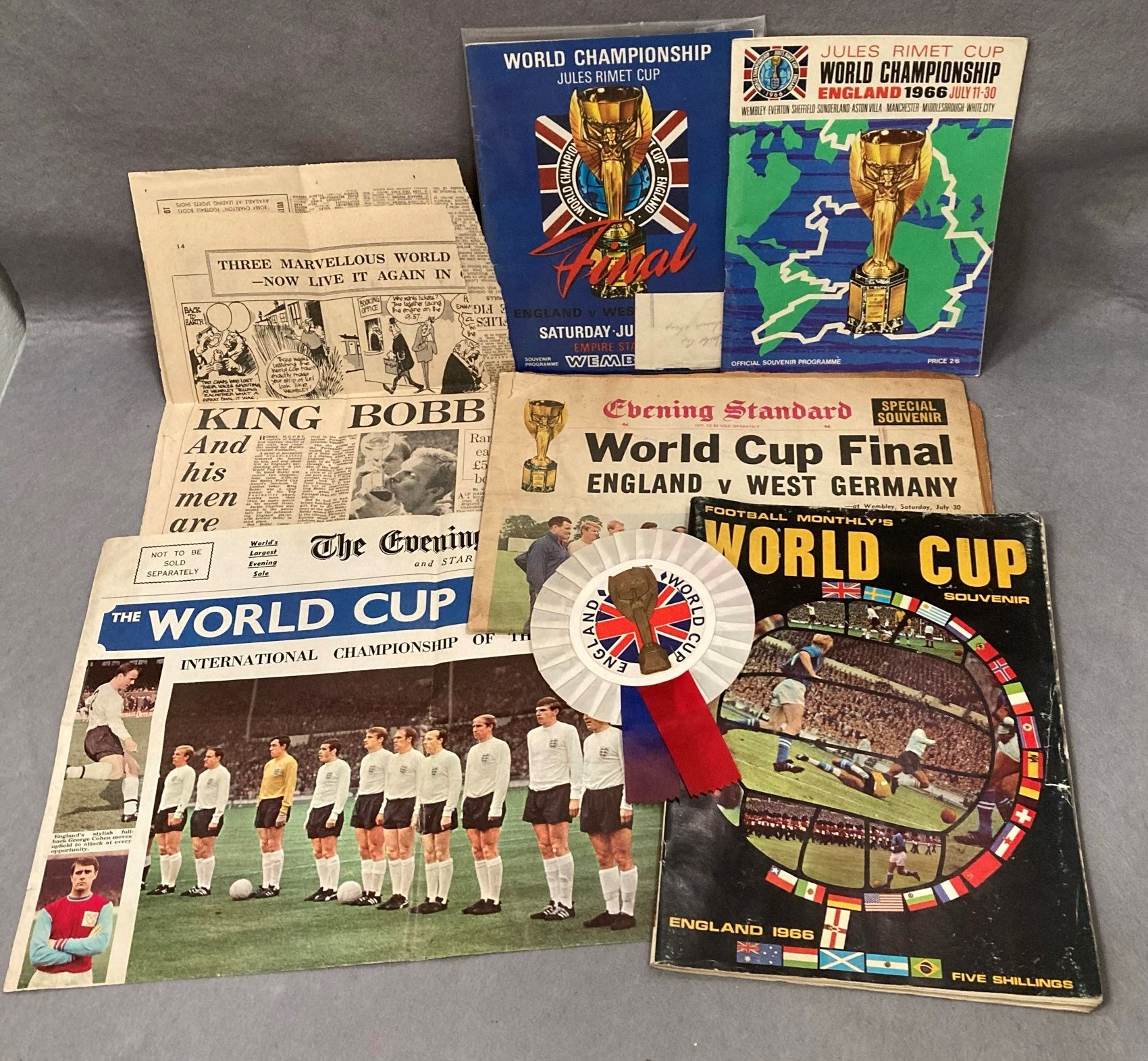 World Cup 1966 Final programme with great condition rosette bought and ...