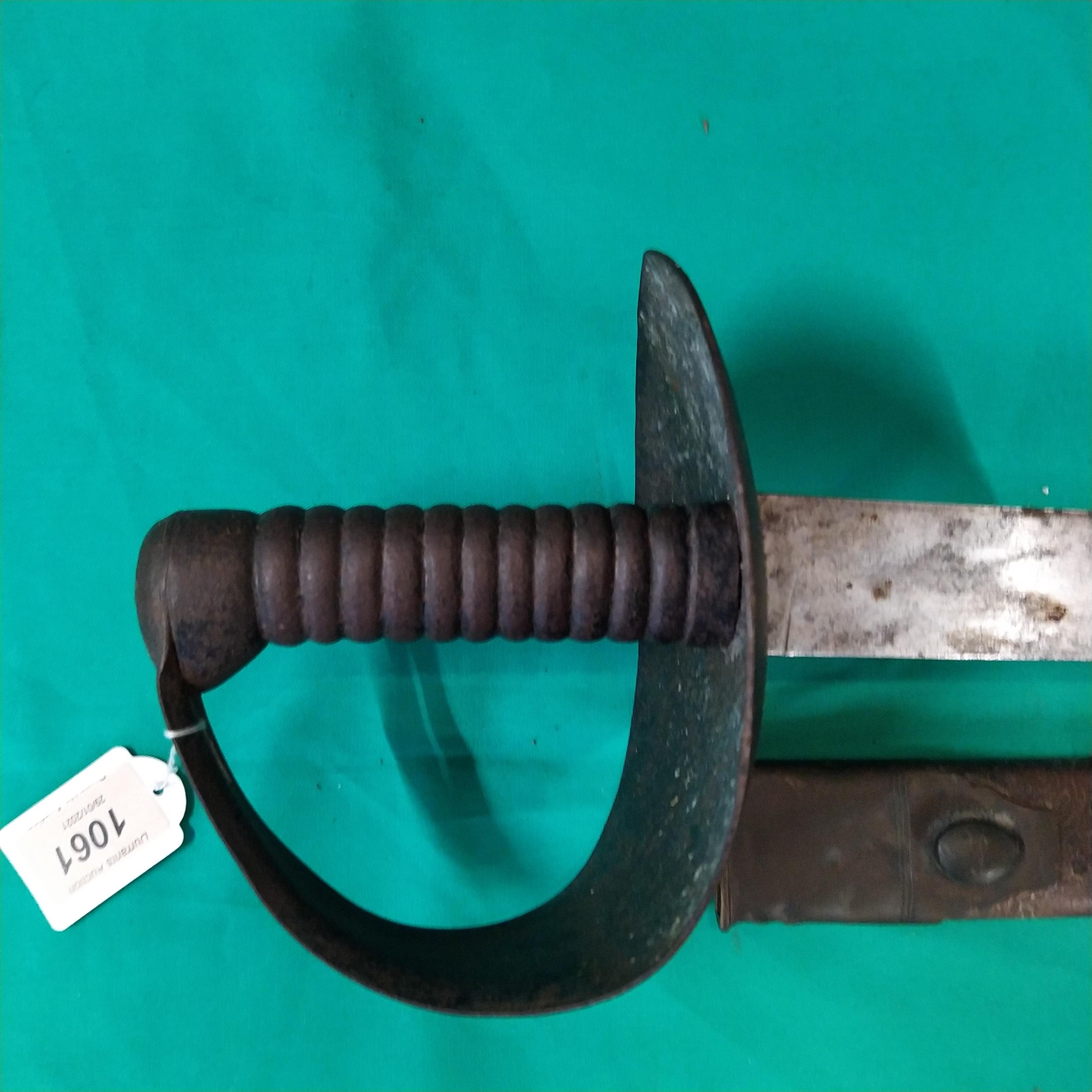 A British 1845 model Naval cutlass with 28 3/4" straight flat blade and ...