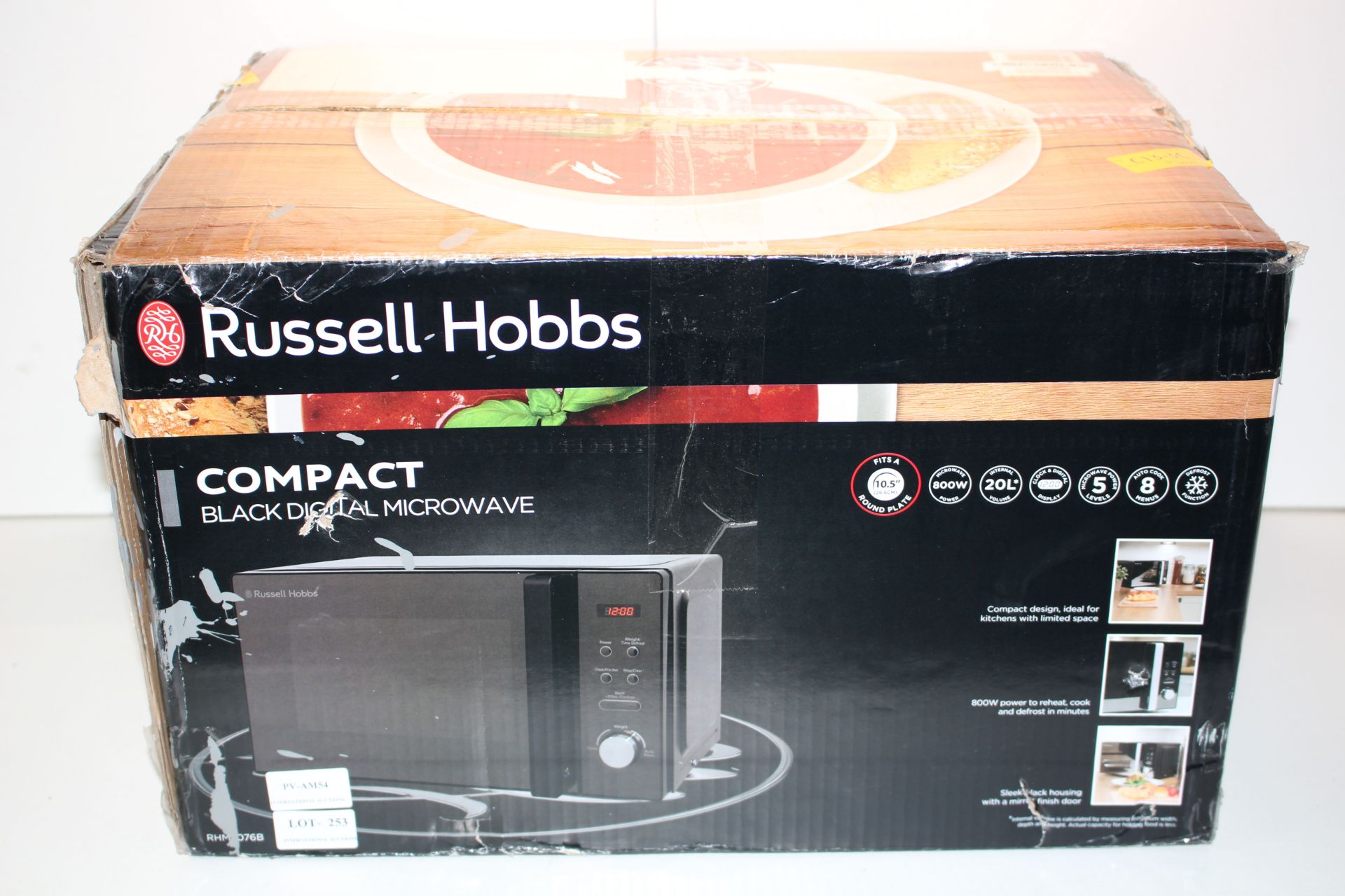BOXED RUSSELL HOBBS COMPACT BLACK DIGITAL MICROWAVE Condition ...