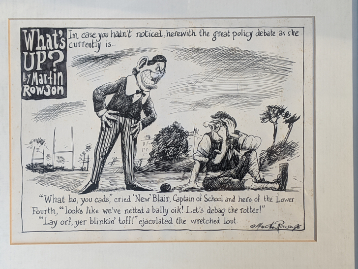 Martin Rowson (b.1959), What's Up?, a political cartoon, ink drawing ...