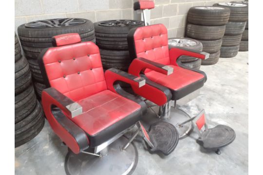 SH - 2 x HEIGHT ADJUSTABLE BARBERS CHAIRS WITH HEADRESTS AND FOOT REST ...
