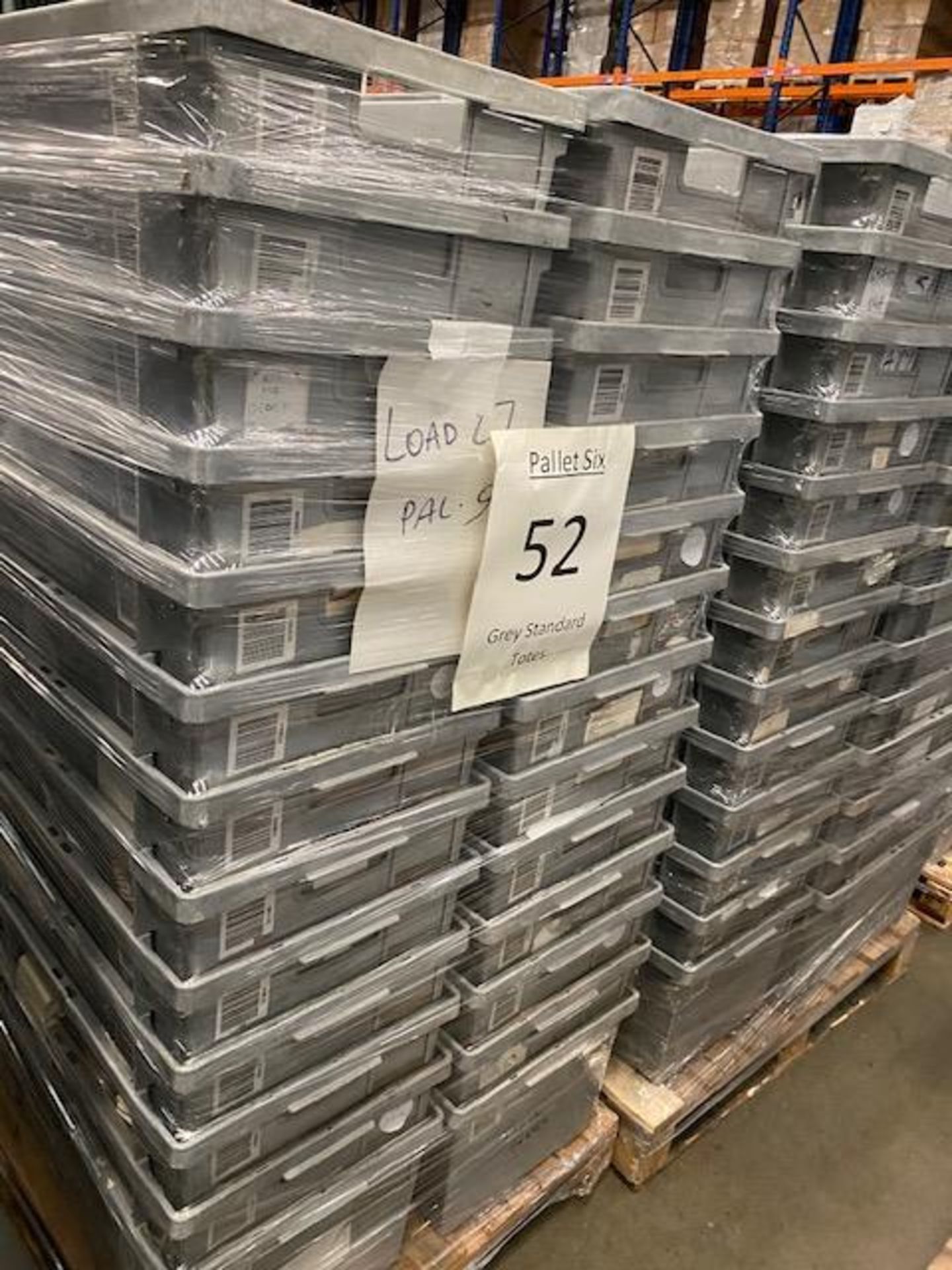 1 x Pallet of 52 Grey Totes. Approx size = L23'' x W15'' x H15.5 ...