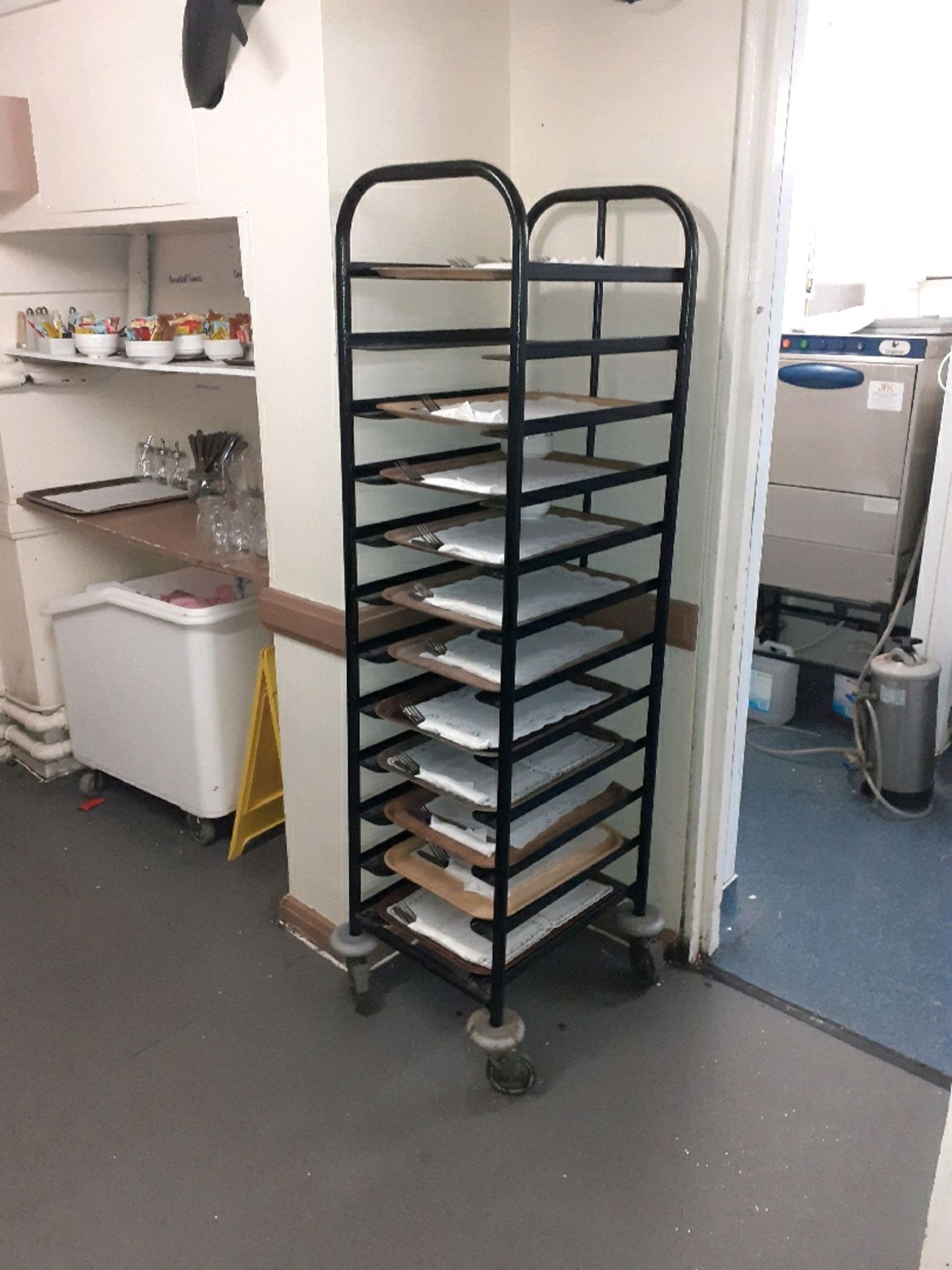 Mild steel tray collection trolley