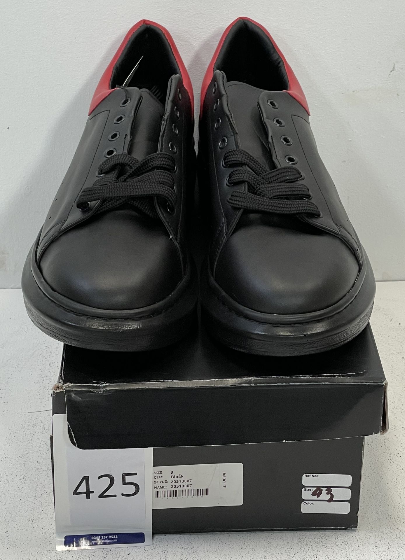 Pair of Breezy Basic Black/Red Trainers, Size 43 (EU) (Location ...