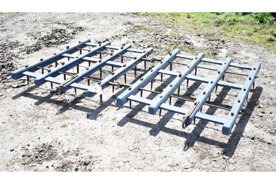 TWO WOODEN FRAMED HARROWS
