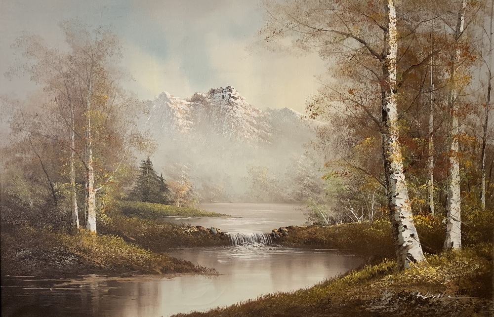 L CAFIERI oil on canvas - riverside/woodland scene, 60 x 92cms, another ...