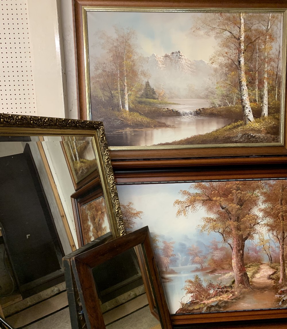 L CAFIERI oil on canvas - riverside/woodland scene, 60 x 92cms, another ...