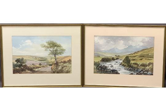 SIDNEY PERRIN watercolours, a pair - countryside scenes, 36 x 54cms both