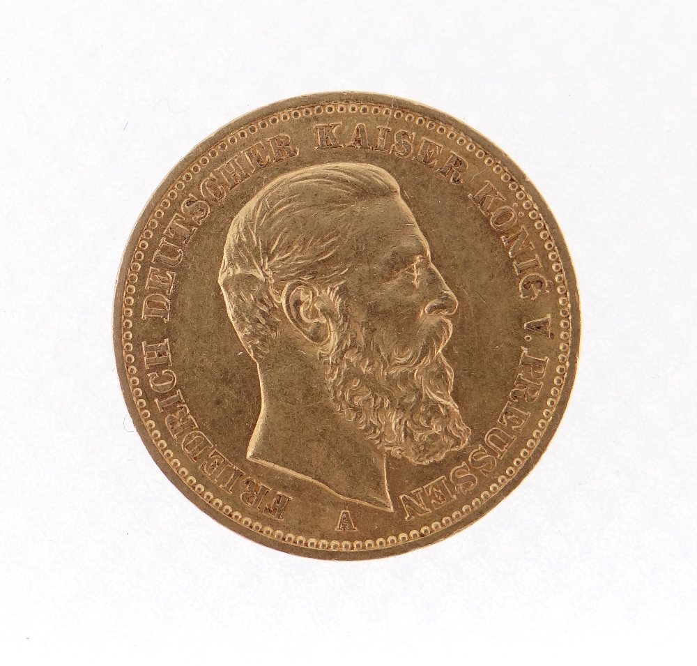 FRIEDRICH III GOLD 20 MARK COIN, 1888, German States - Prussia, 8.0gms