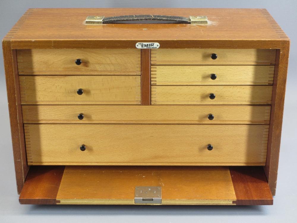 EMIR ENGINEER'S TOOL CHEST - in mahogany with top carry handle, drop ...