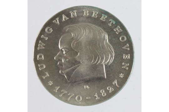 Silber, Gedenkmünze zum 200. Geburtstag Ludwig van Beethoven, 10 Mark ...