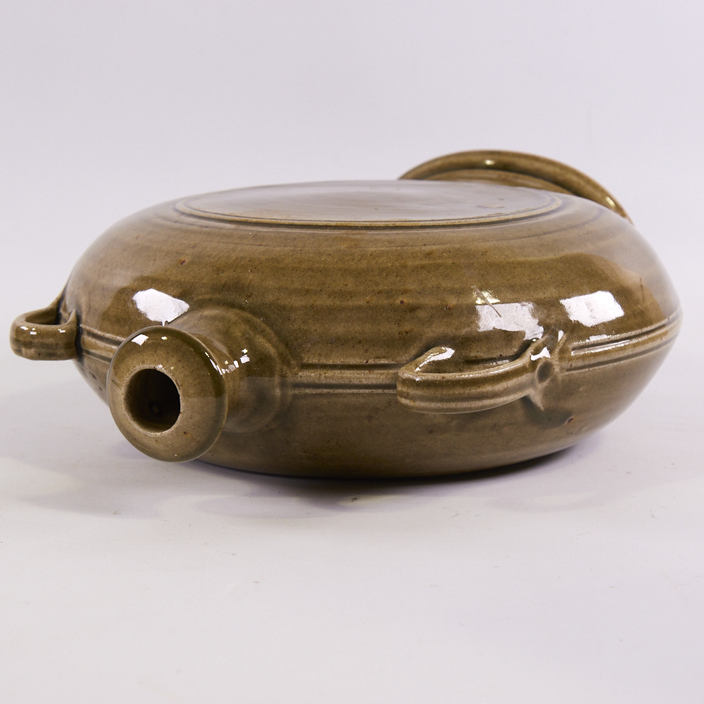 CLIVE DAVIES, BRITISH, 1980s' large studio pottery ash glazed moon ...
