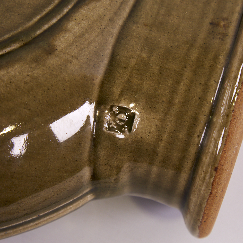 CLIVE DAVIES, BRITISH, 1980s' large studio pottery ash glazed moon ...