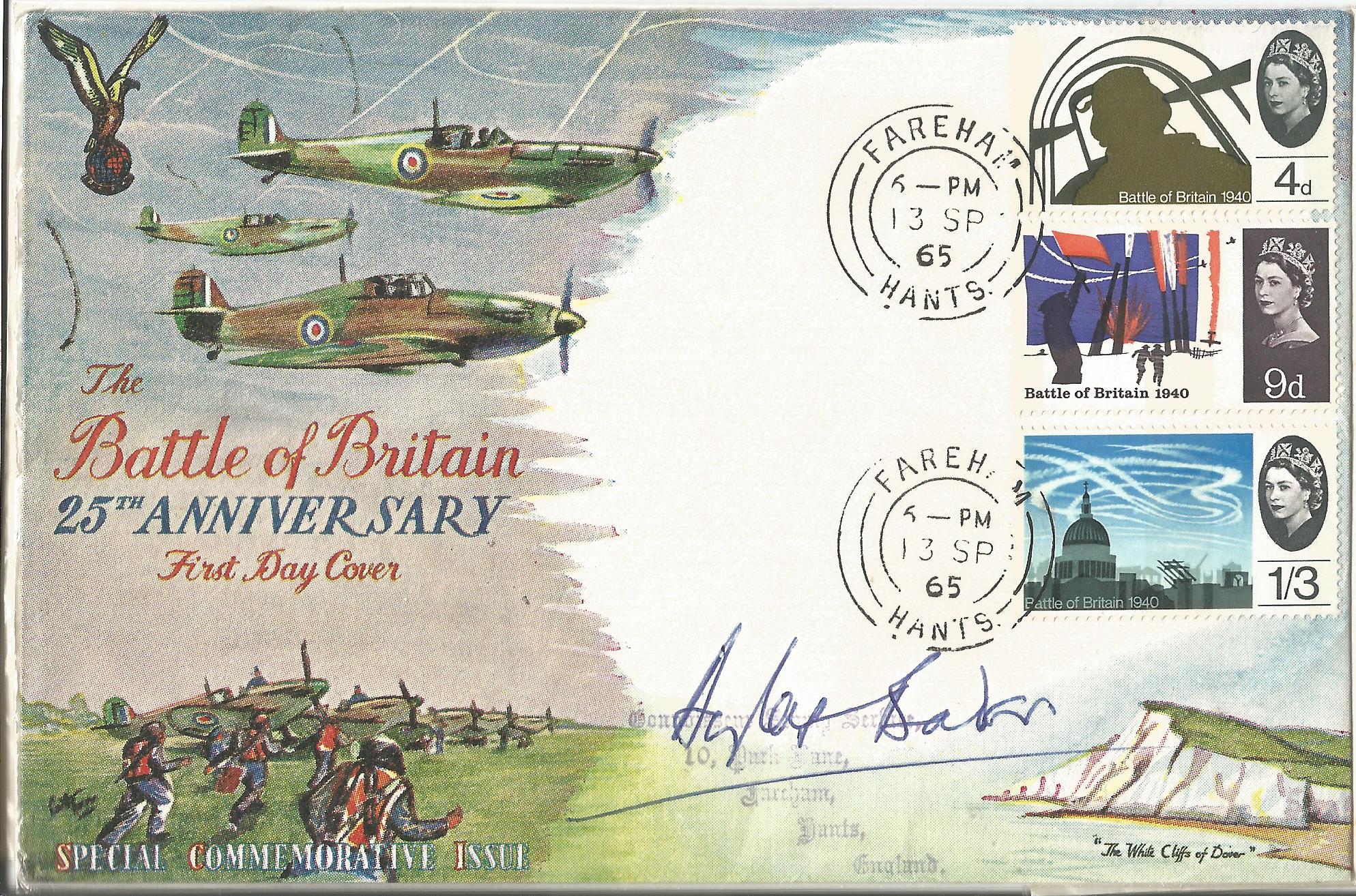 WW2 Douglas Bader fighter ace signed 1965 25th ann Battle of Britain ...