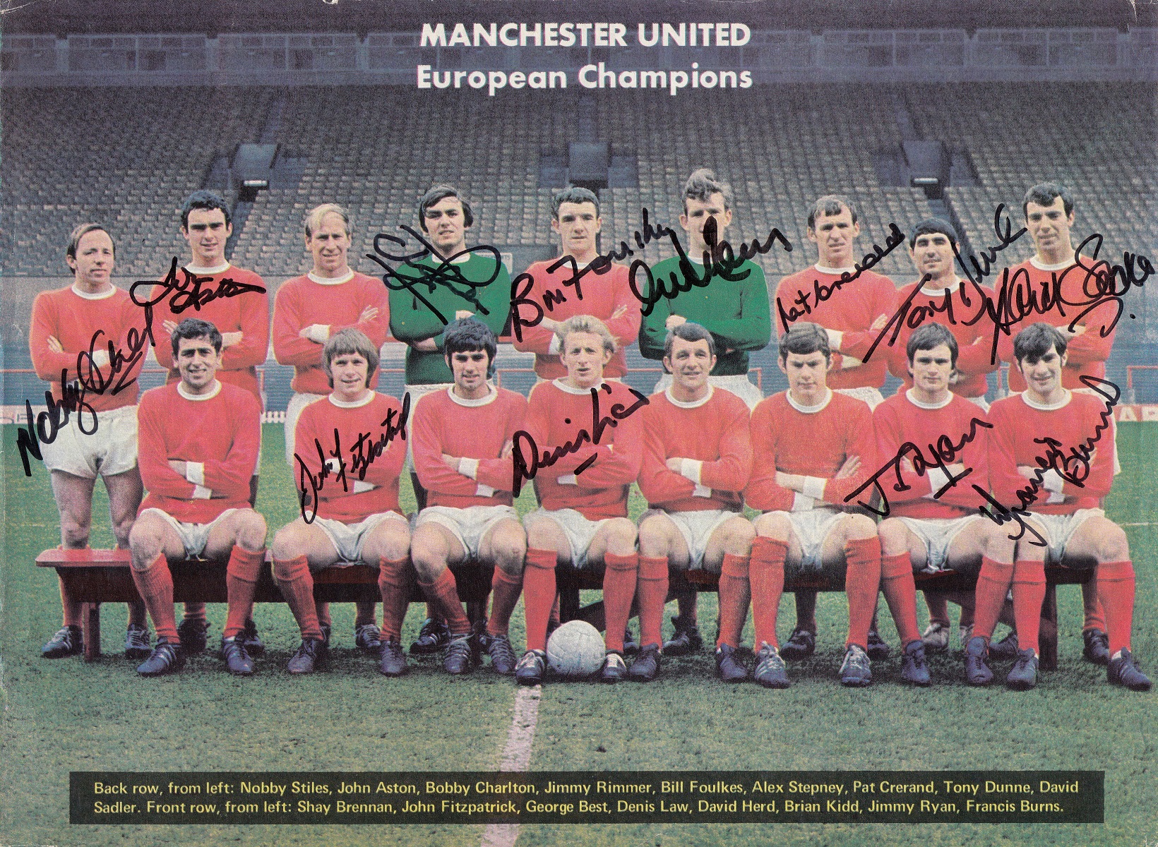 Autographed Man United European Cup Squad Poster, A Superb Image ...