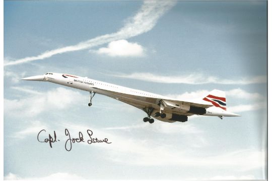 Concorde pilot Captain Jock Lowe signed 12 x 8 inch colour photo of ...