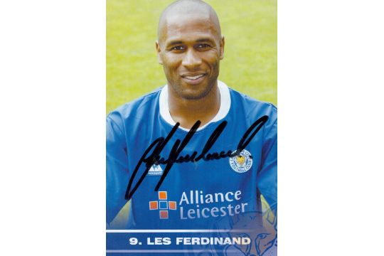 Football Les Ferdinand signed 6x4 Leicester City colour photo. Leslie ...