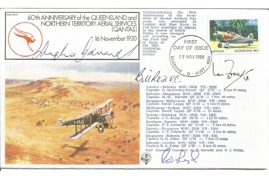 Victoria Cross winners multiple signed QANTUS RAF cover. Rare variety ...