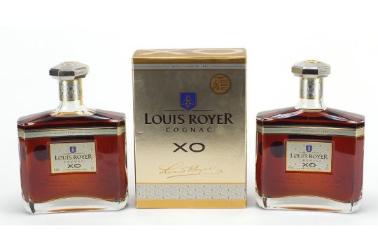 Two bottles of Louis Royer XO cognac, one with box : For Further ...
