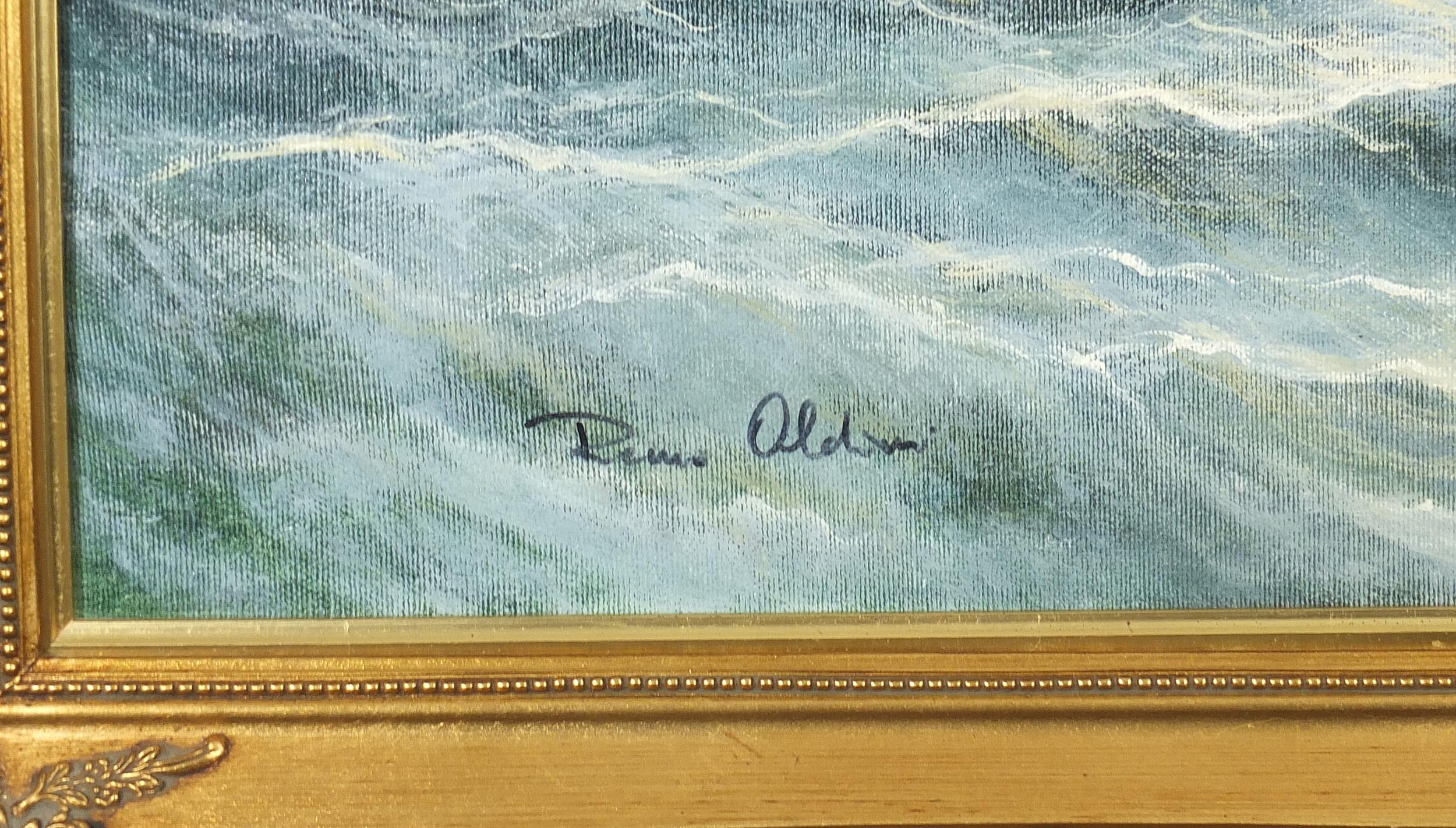 Remo Aldini - Seascape with crashing waves, oil on canvas, mounted and ...