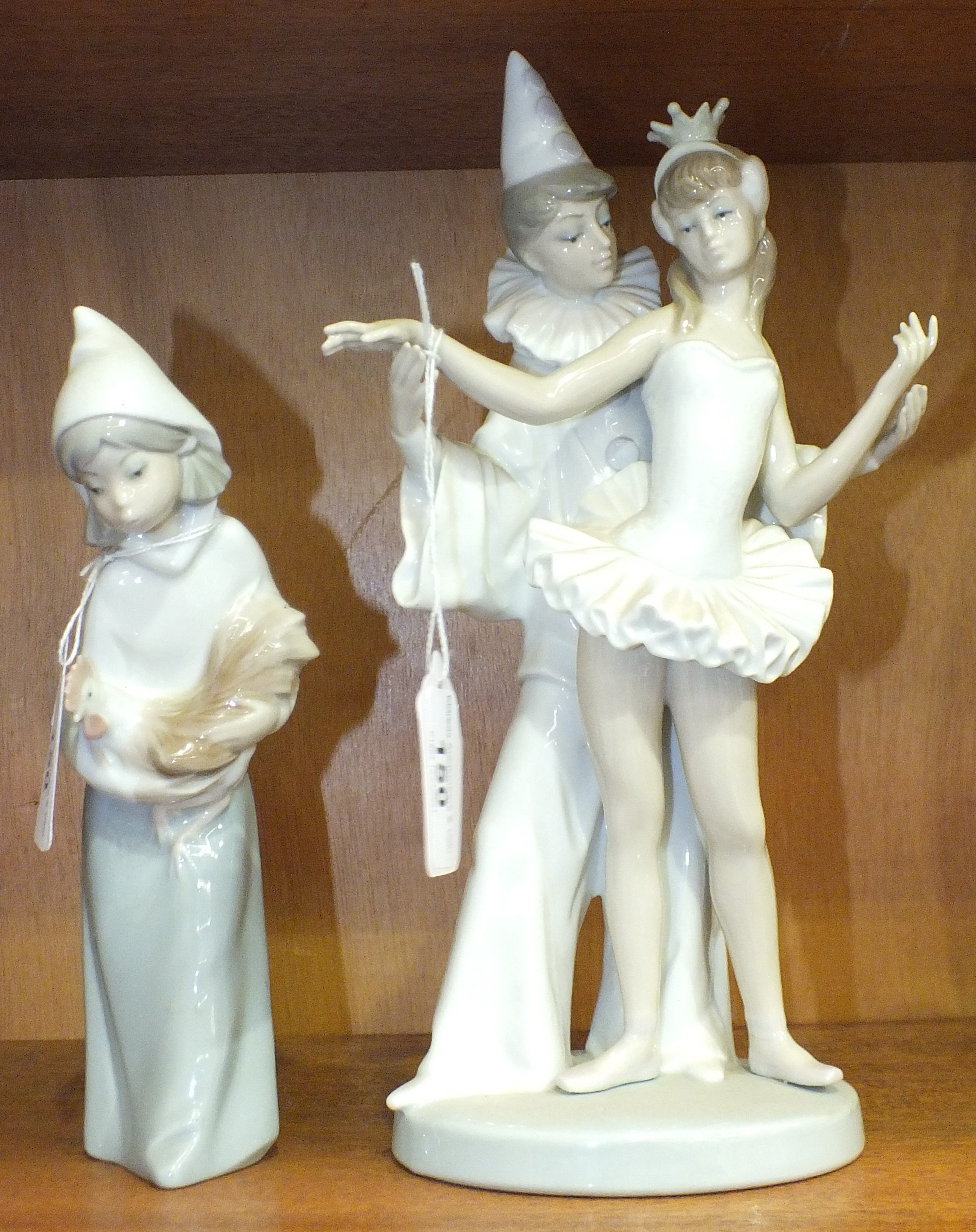 A Lladro figure group 'Clown with Ballerina', 26.5cm high and another ...