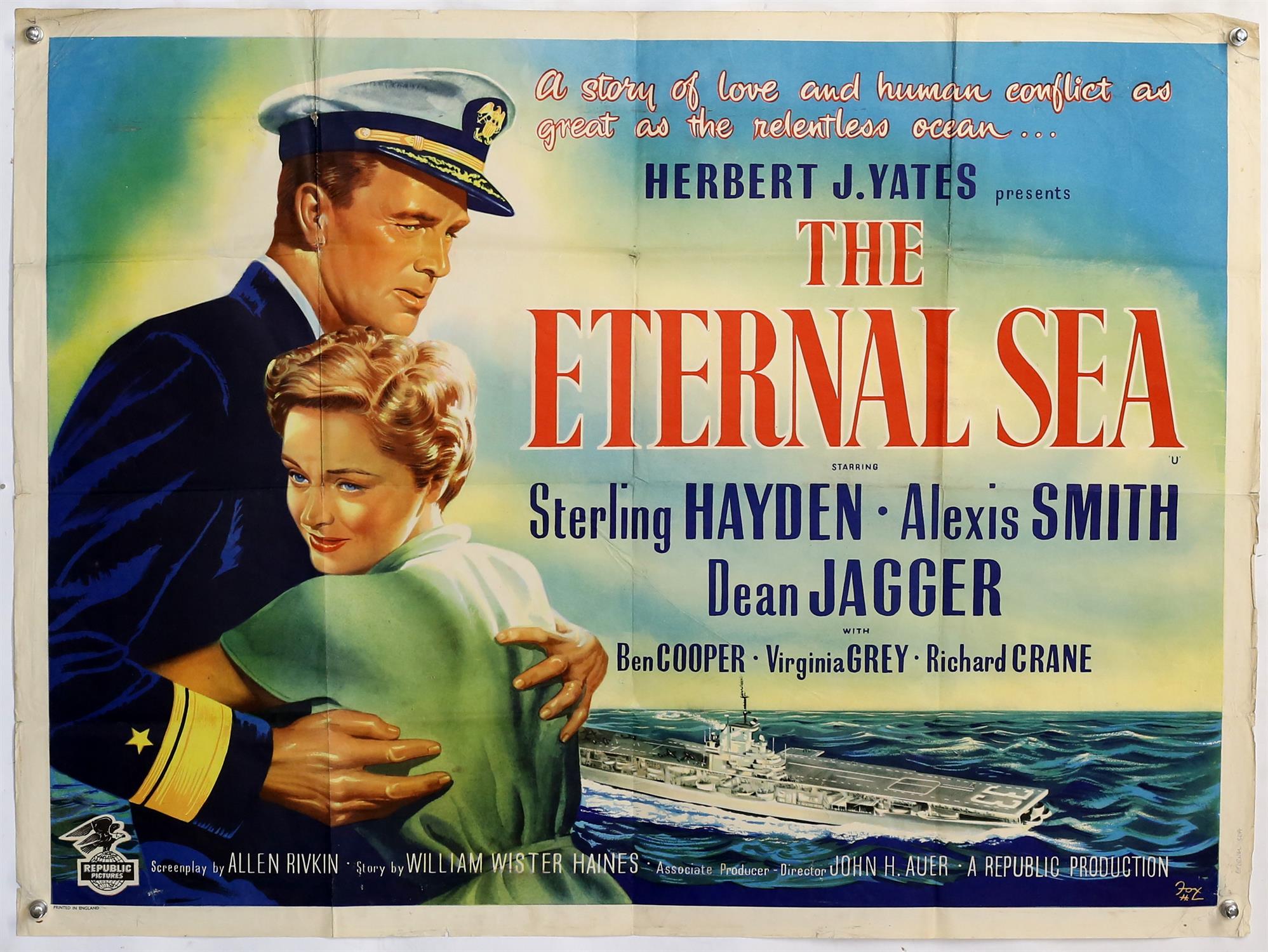 Eternal Sea (1955) British Quad film poster, folded, 30 x 40 inches ...