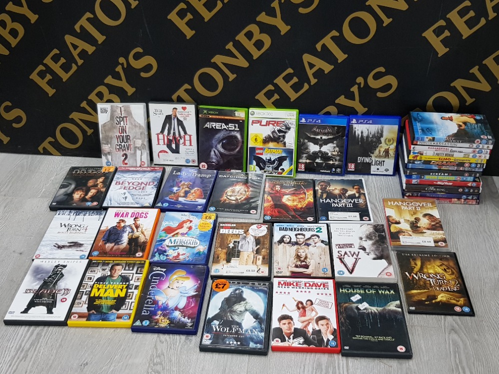 COLLECTION OF DVDS, XBOX GAMES AND PLAYSTATION 4 GAMES INCLUDING BATMAN ...