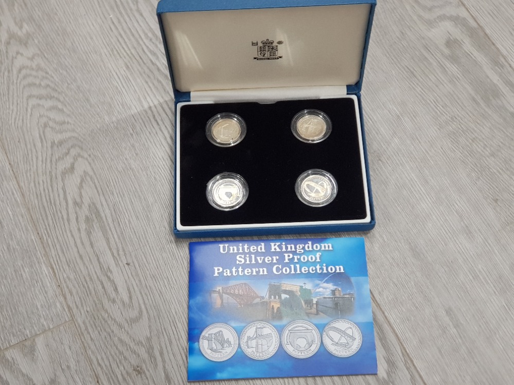 ROYAL MINT UK 2003 SILVER PROOF PATTERN SET OF 4 BRIDGES COMPLETE WITH ...