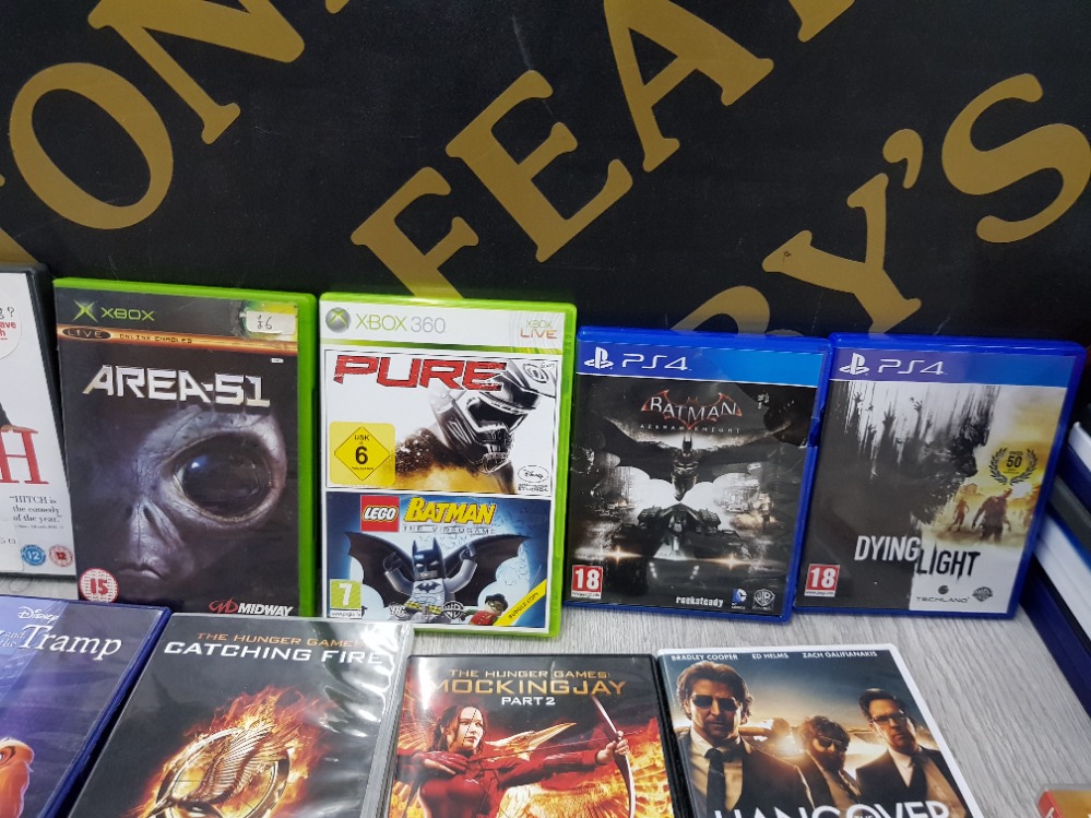 COLLECTION OF DVDS, XBOX GAMES AND PLAYSTATION 4 GAMES INCLUDING BATMAN ...