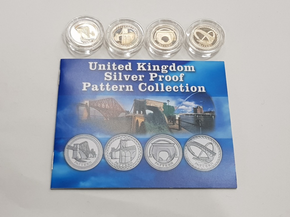 ROYAL MINT UK 2003 SILVER PROOF PATTERN SET OF 4 BRIDGES COMPLETE WITH ...