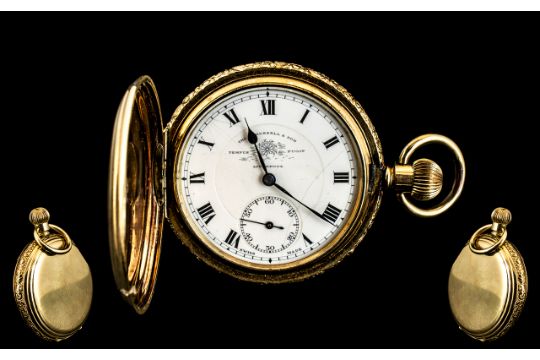 Thomas Russell & Son Tempus Fugit Key-less Gold Filled Full Hunter ...