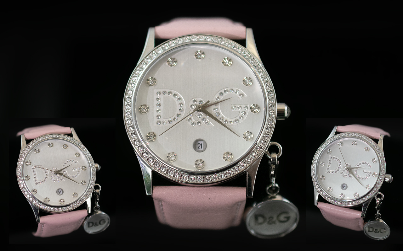 Dolce & Gabbana 'Time' Ladies Stainless Steel Wrist Watch with crystal ...