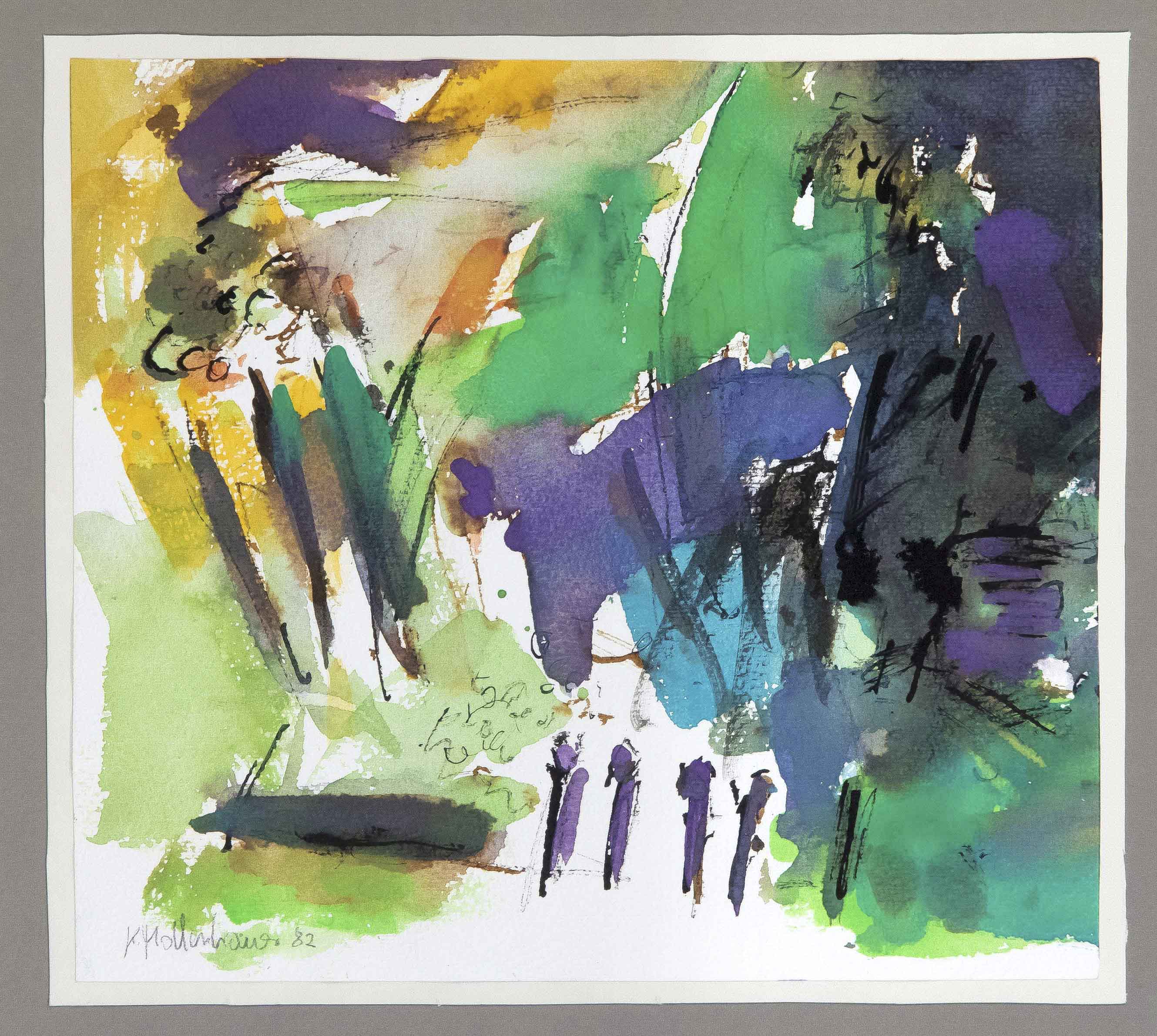 Klaus Mollenhauer (*1956), Berlin artist, 4 watercolors: two times view ...