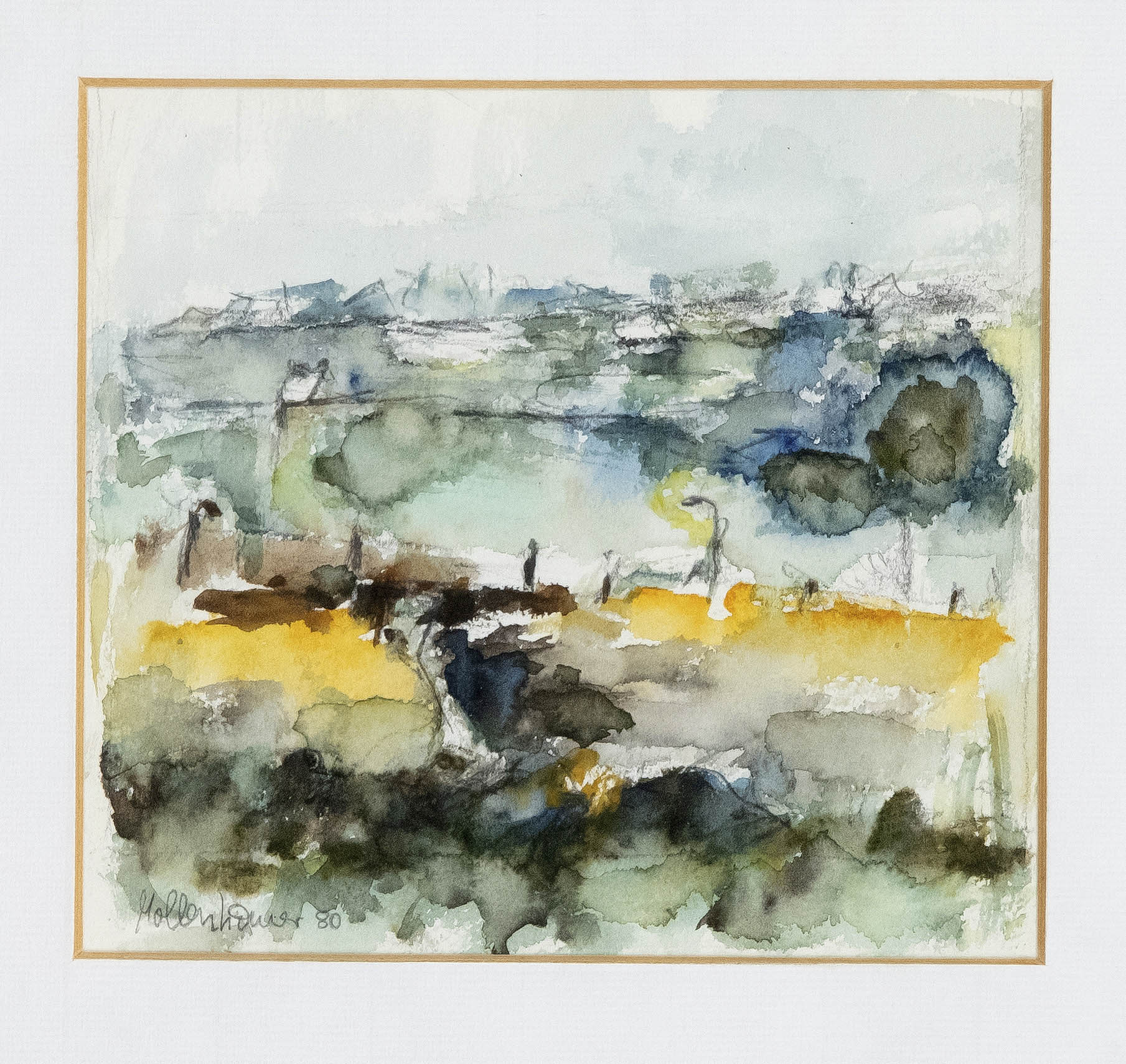 Klaus Mollenhauer (*1956), Berlin artist, 4 watercolors: two times view ...