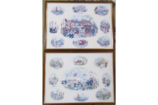 2 framed Colin Carr prints of Grimsby and Cleethorpes 61 cm x 46 cm