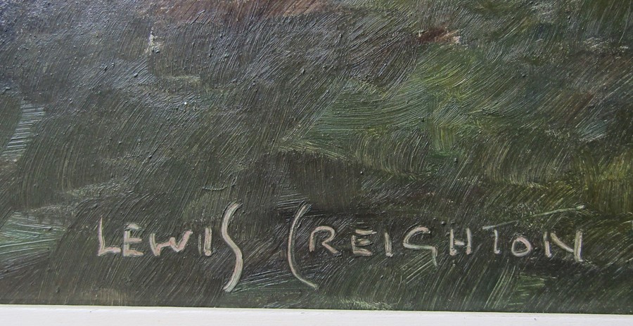 Lewis Creighton (1918-1996) large oil on board landscape of grazing ...