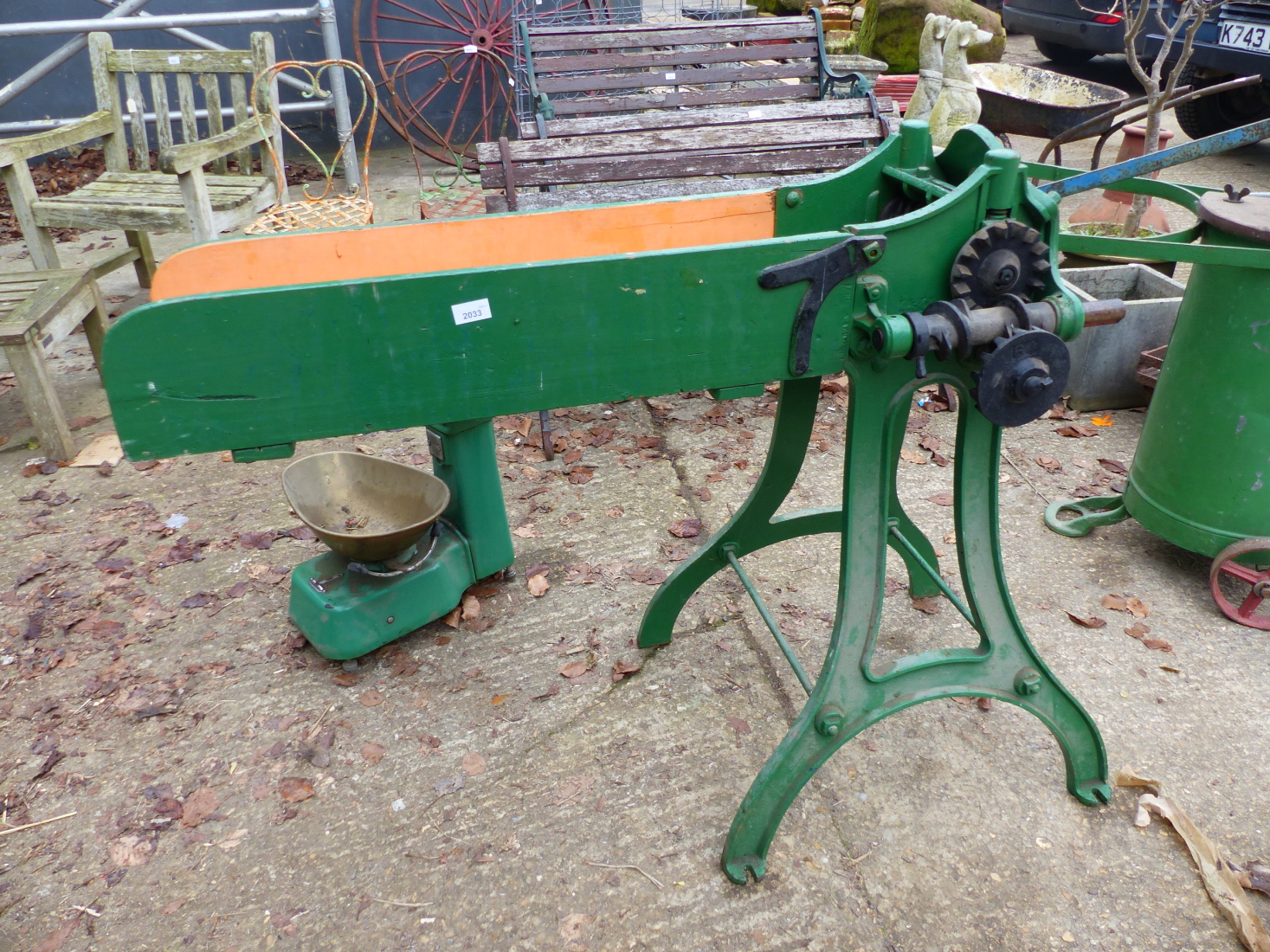 A VINTAGE WURZEL MANGLE.