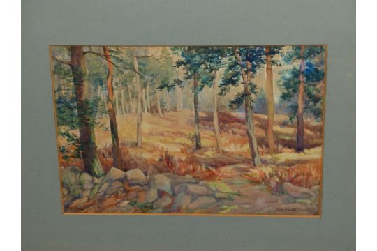 ALAN WHITE (20th CENTURY) ARR. A WOODLAND VIEW, SIGNED WATERCOLOUR 24 X ...