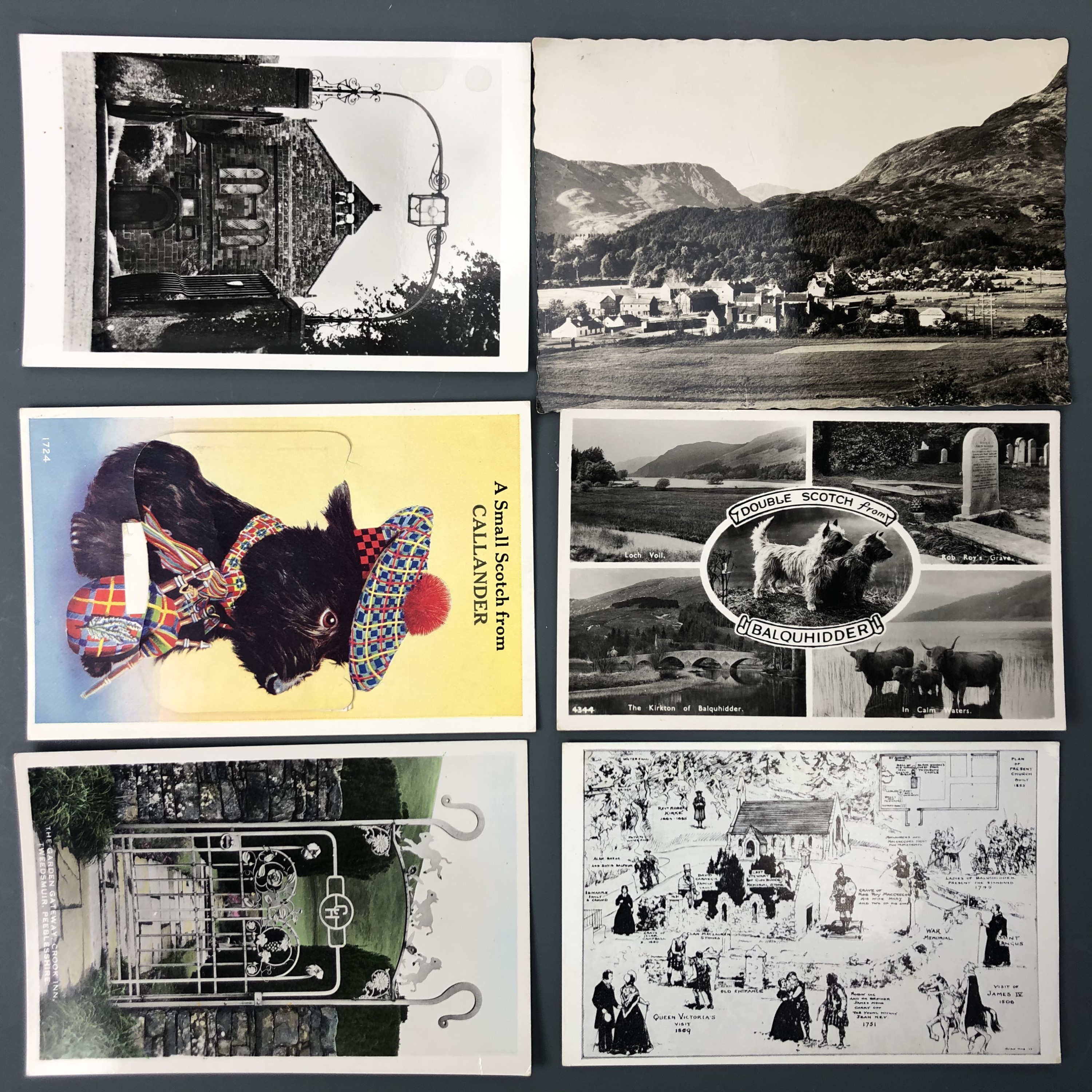 A small group of vintage postcards including photographic views of ...