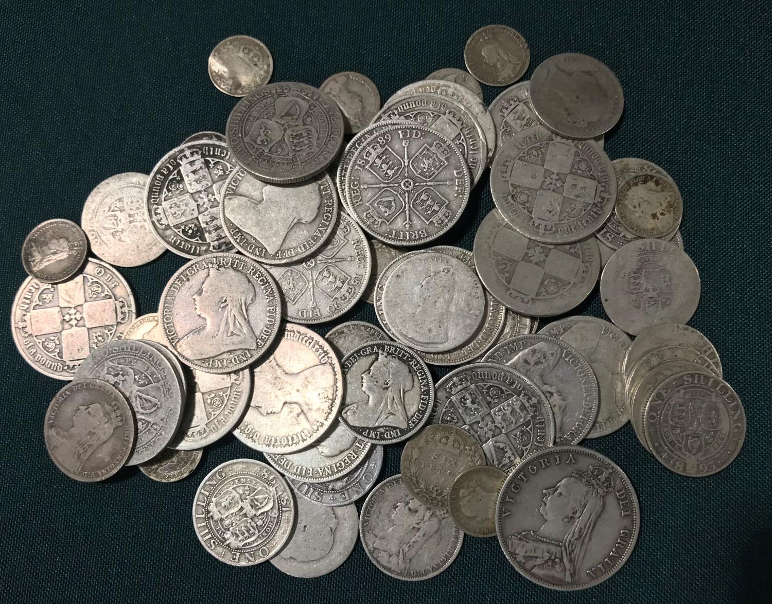 A COLLECTION OF VICTORIAN SILVER, HALFCROWN AND SMALLER. Victorian ...