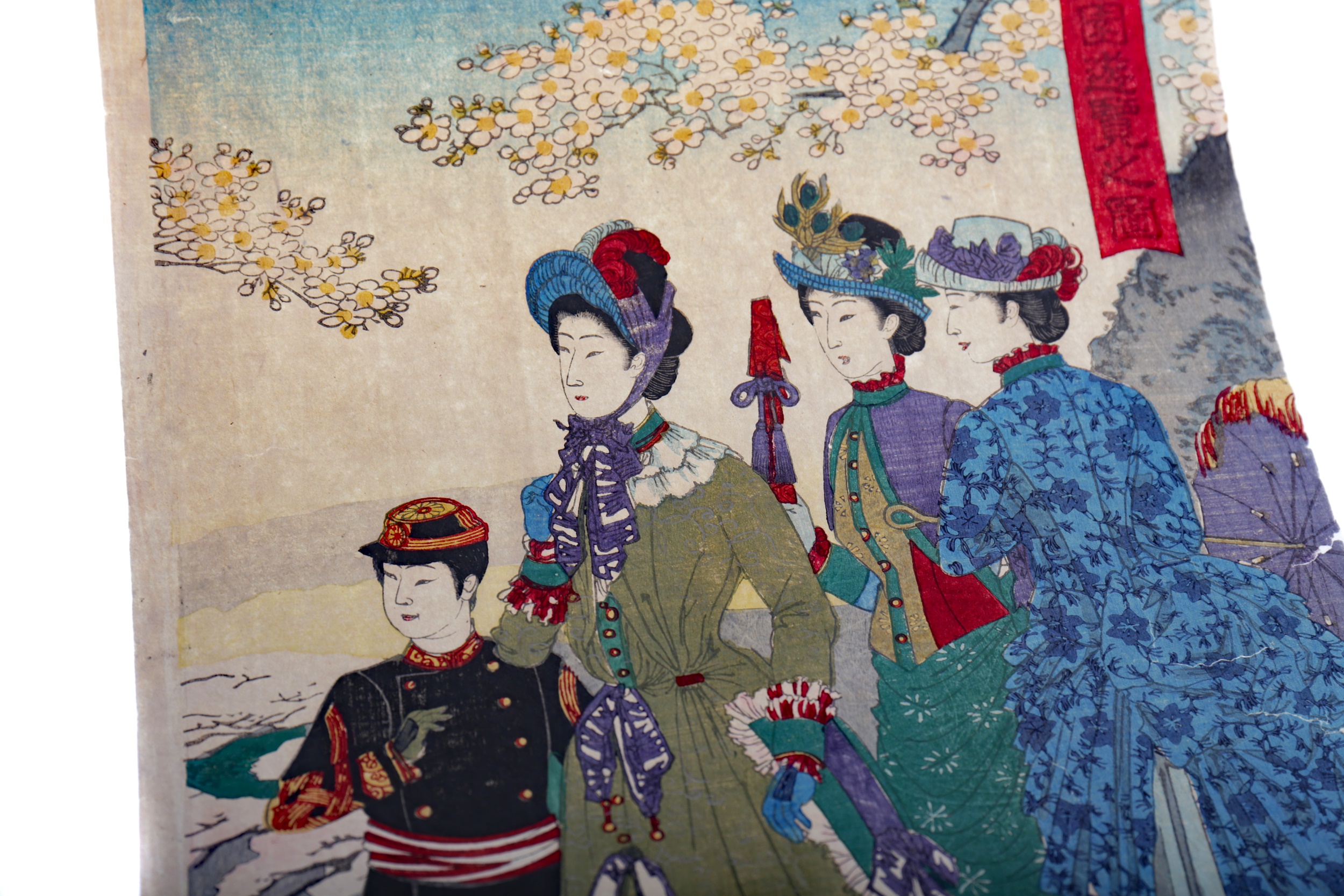 KOBAYASHI KIYOCHIKA (JAPANESE 1847-1915), woodblock depicting three ...