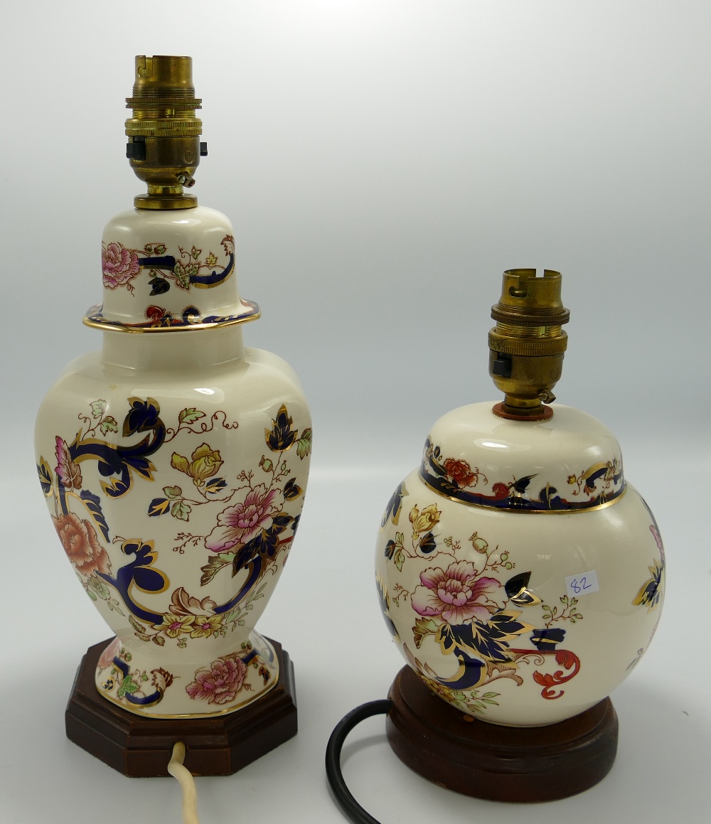 Masons blue mandalay patterned Lamp Bases: height of tallest 31cm(2)