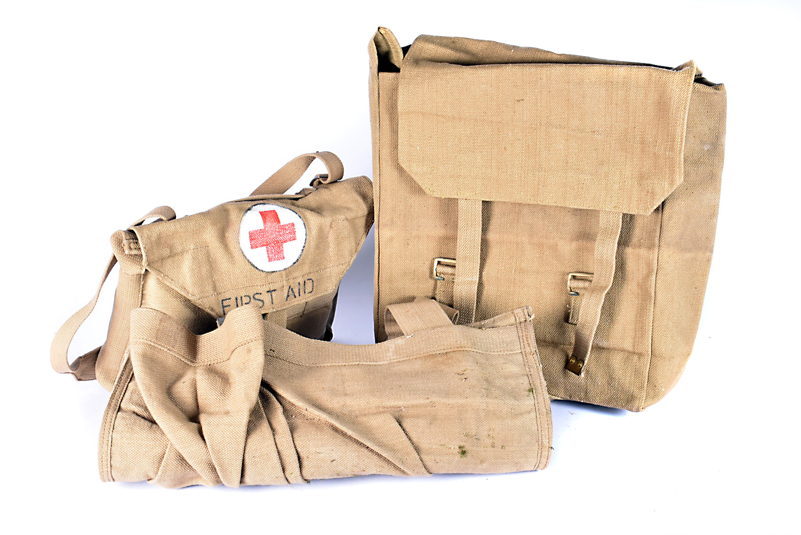 A complete WWII British First Aid kit, the canvas bag dated 1942 ...